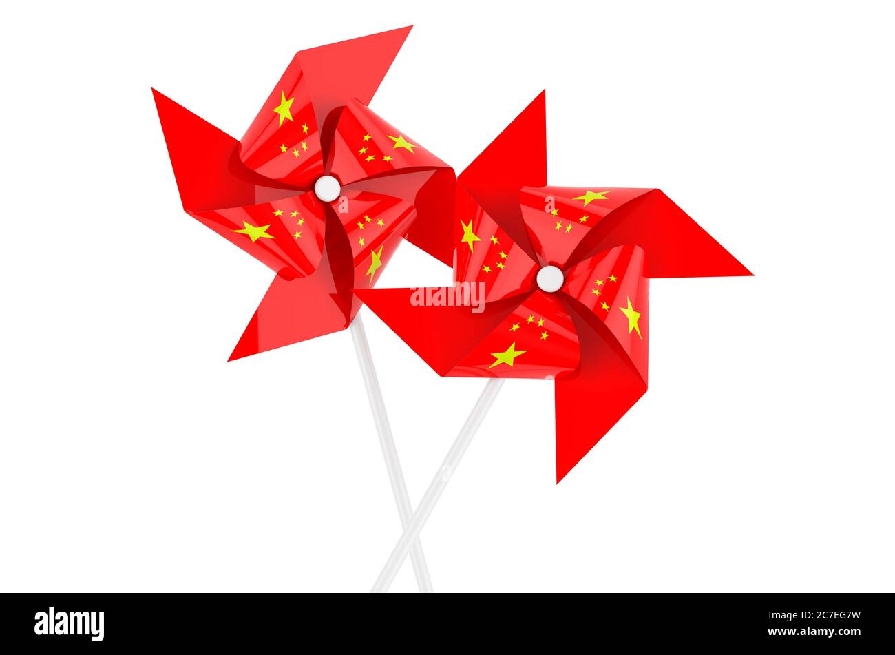 Pinwheel with Chinese flag, 3D rendering isolated on white background ...