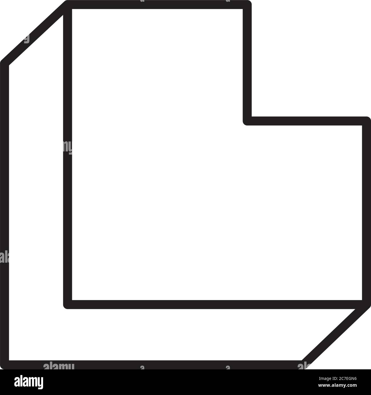 geometric cube in l shape icon over white background, line style ...