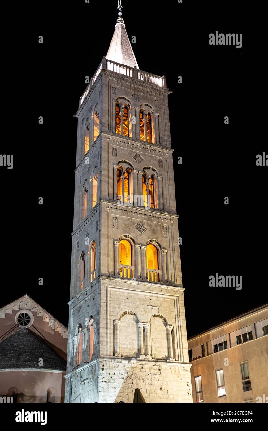 Bell tower of the zadar cathedral of st anastasia hi-res stock ...