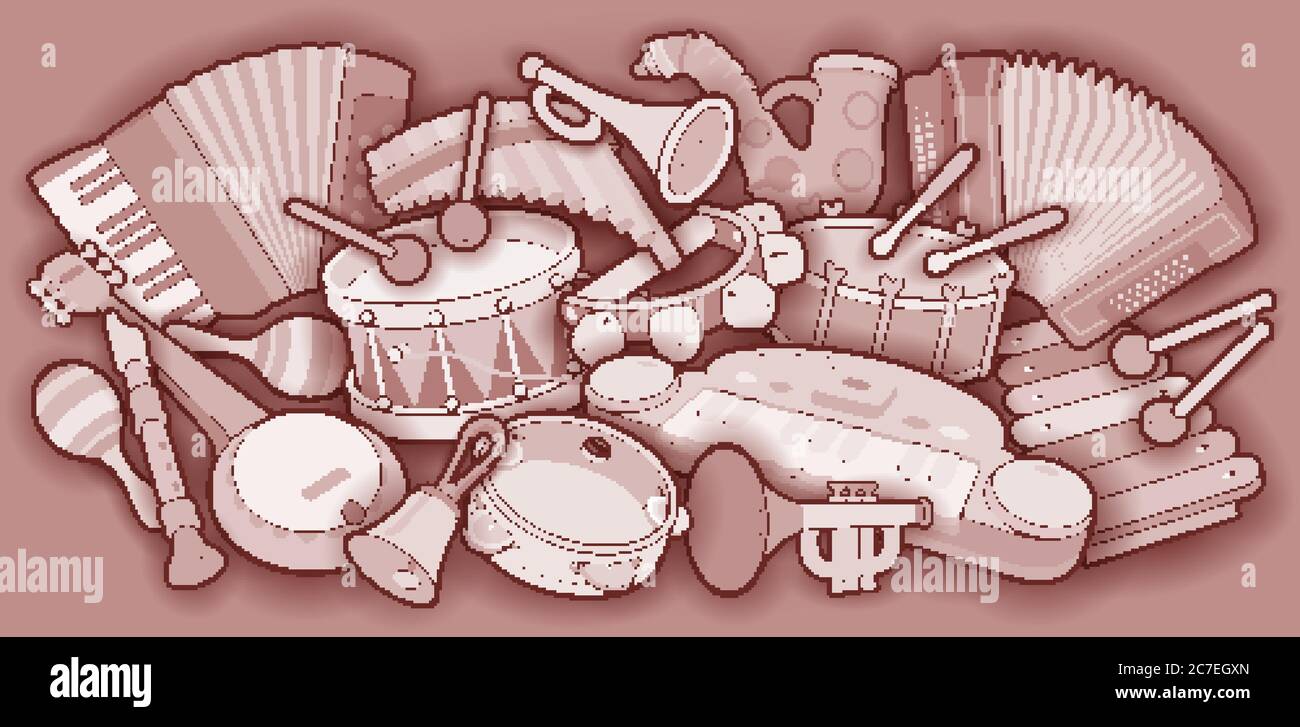 Cartoon kids cute doodles musical instruments Stock Vector Image & Art ...