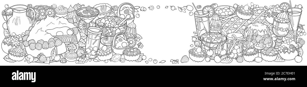 Sweets, berries, fruits, drink doodle illustration Stock Vector Image ...