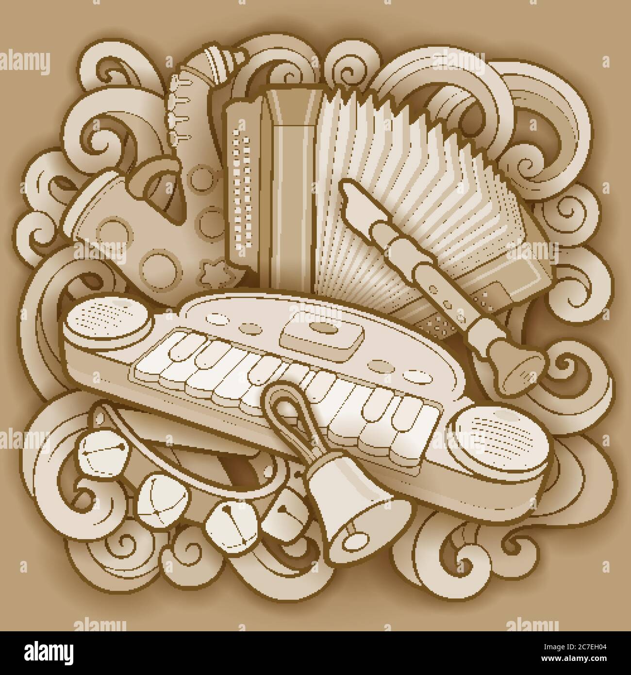 Cartoon kids cute doodles musical instruments Stock Vector Image & Art ...