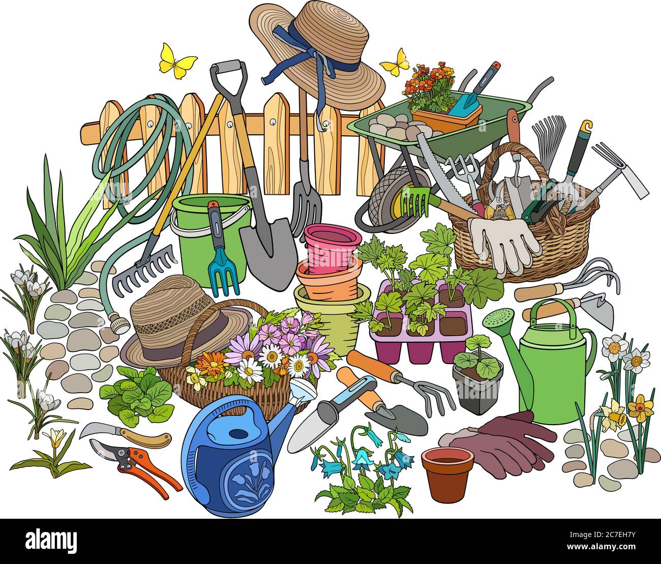 Gardening hand drawn vector doodles illustration Stock Vector Image ...