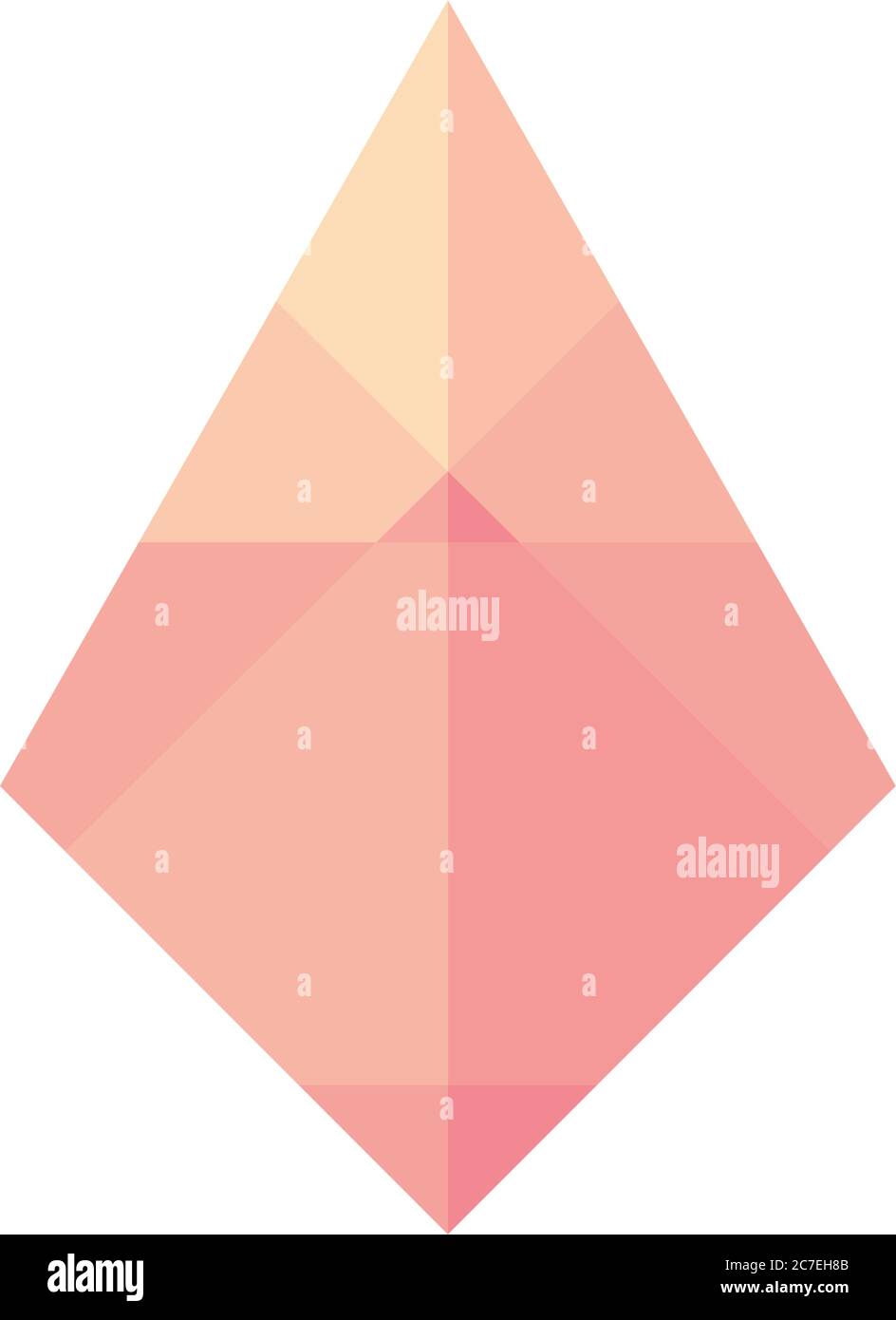 geometric Hexagonal Pyramid shape icon over white background, flat ...