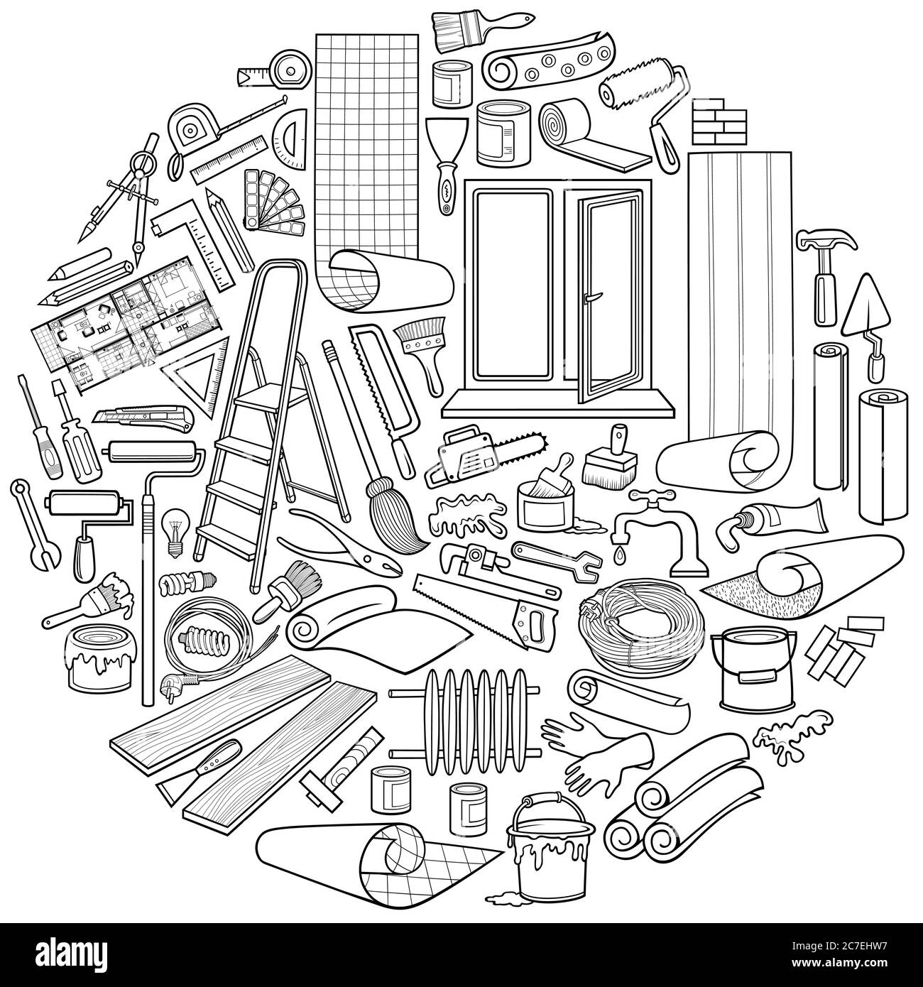 Cartoon window Black and White Stock Photos & Images - Alamy