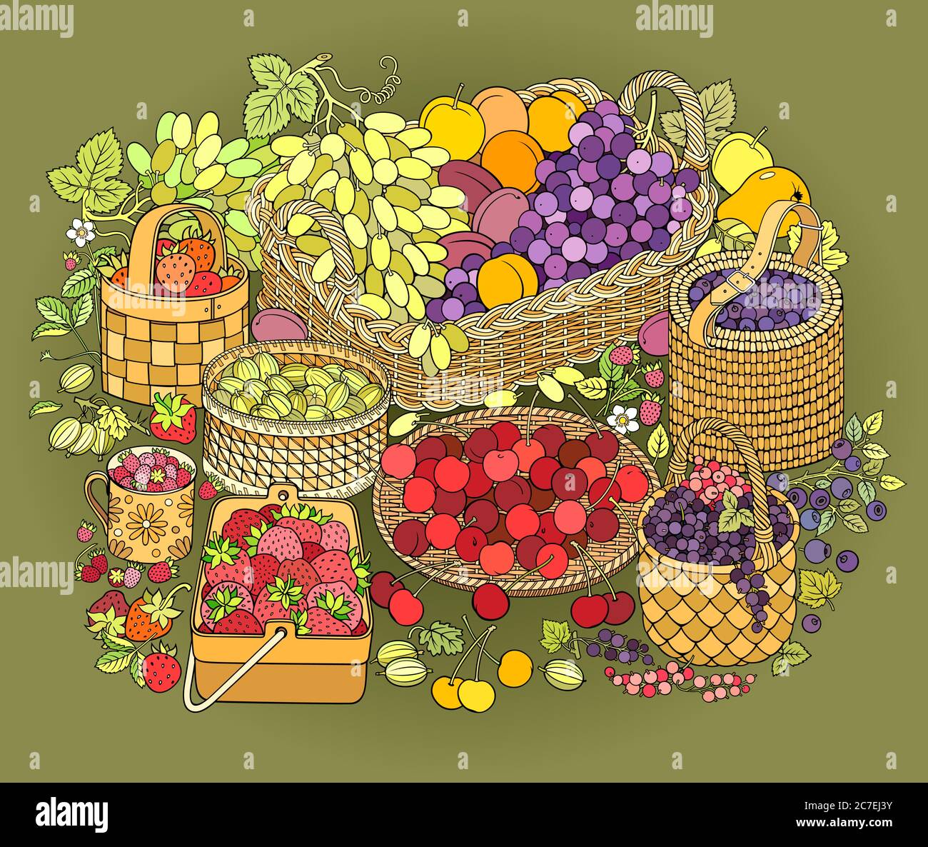 Fruit basket apples in Stock Vector Images - Alamy