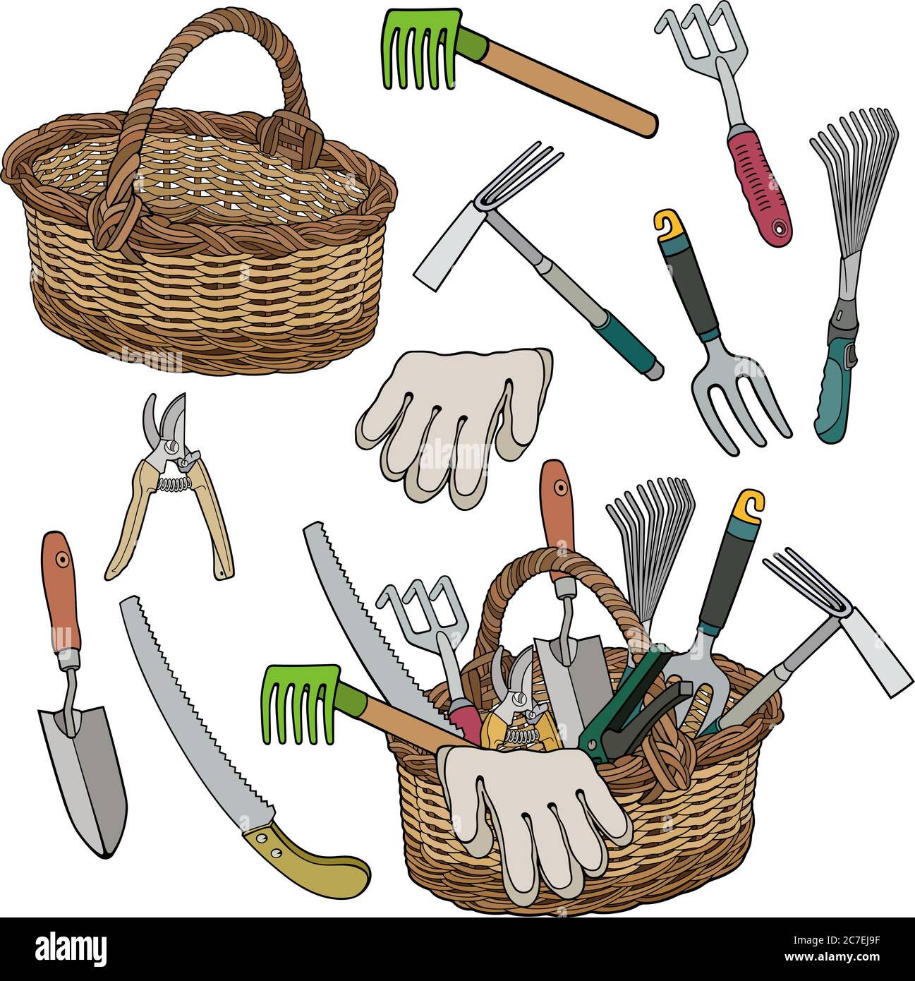 Set of garden cartoon hand drawn elements Stock Vector Image & Art - Alamy
