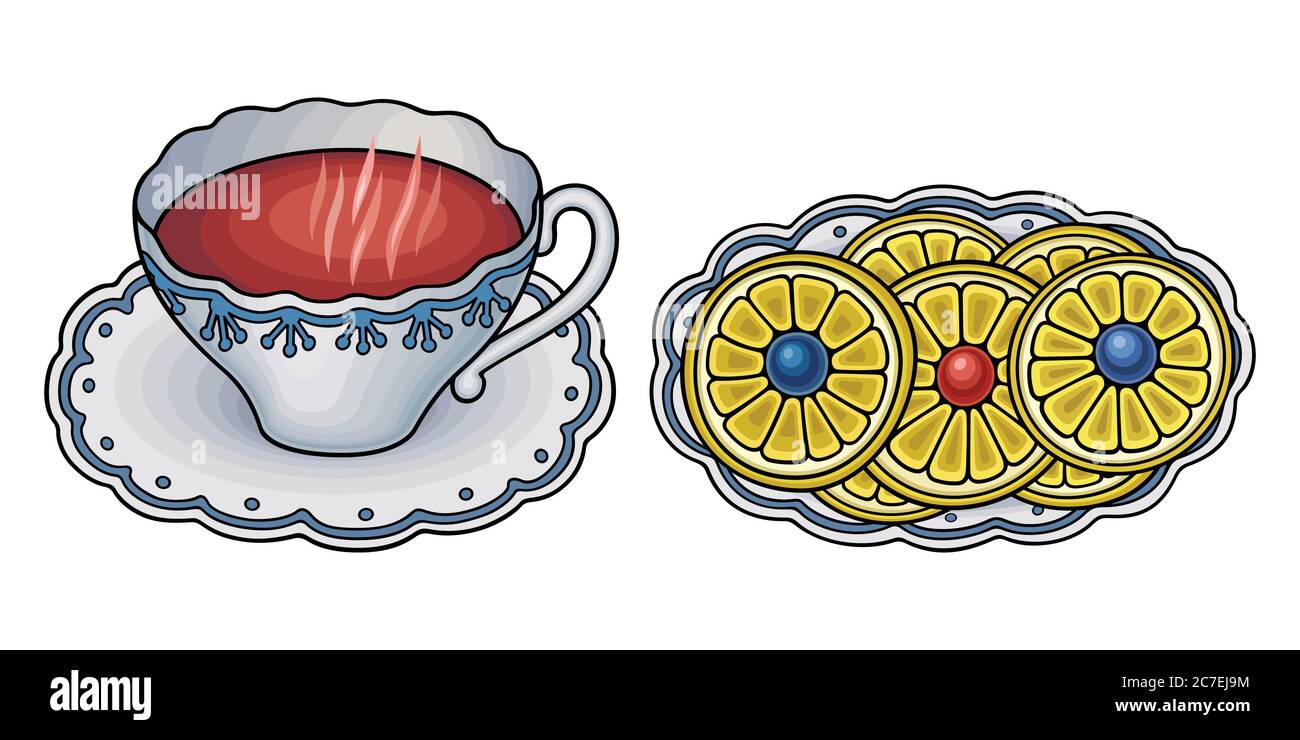 Tea and lemons hand drawn doodles illustration Stock Vector Image & Art ...