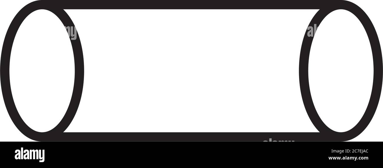 geometric horizontal cylinder shape icon over white background, line ...