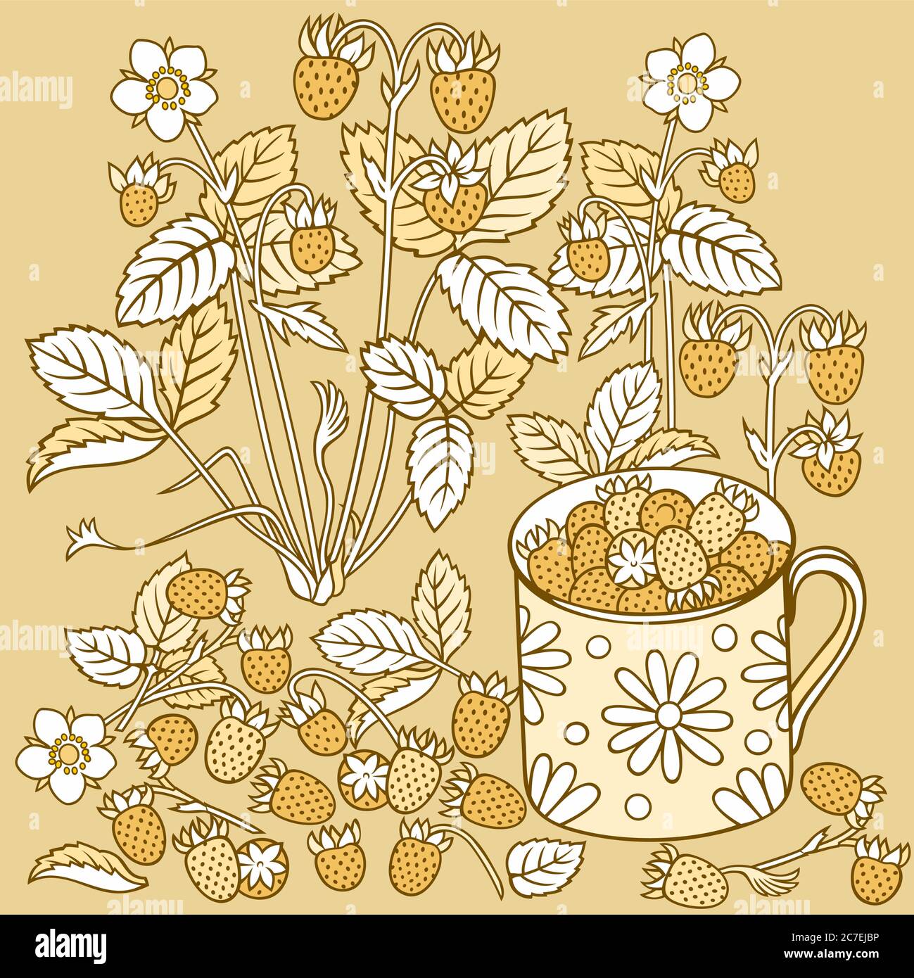 Strawberries cartoon hand drawn illustration Stock Vector Image & Art ...