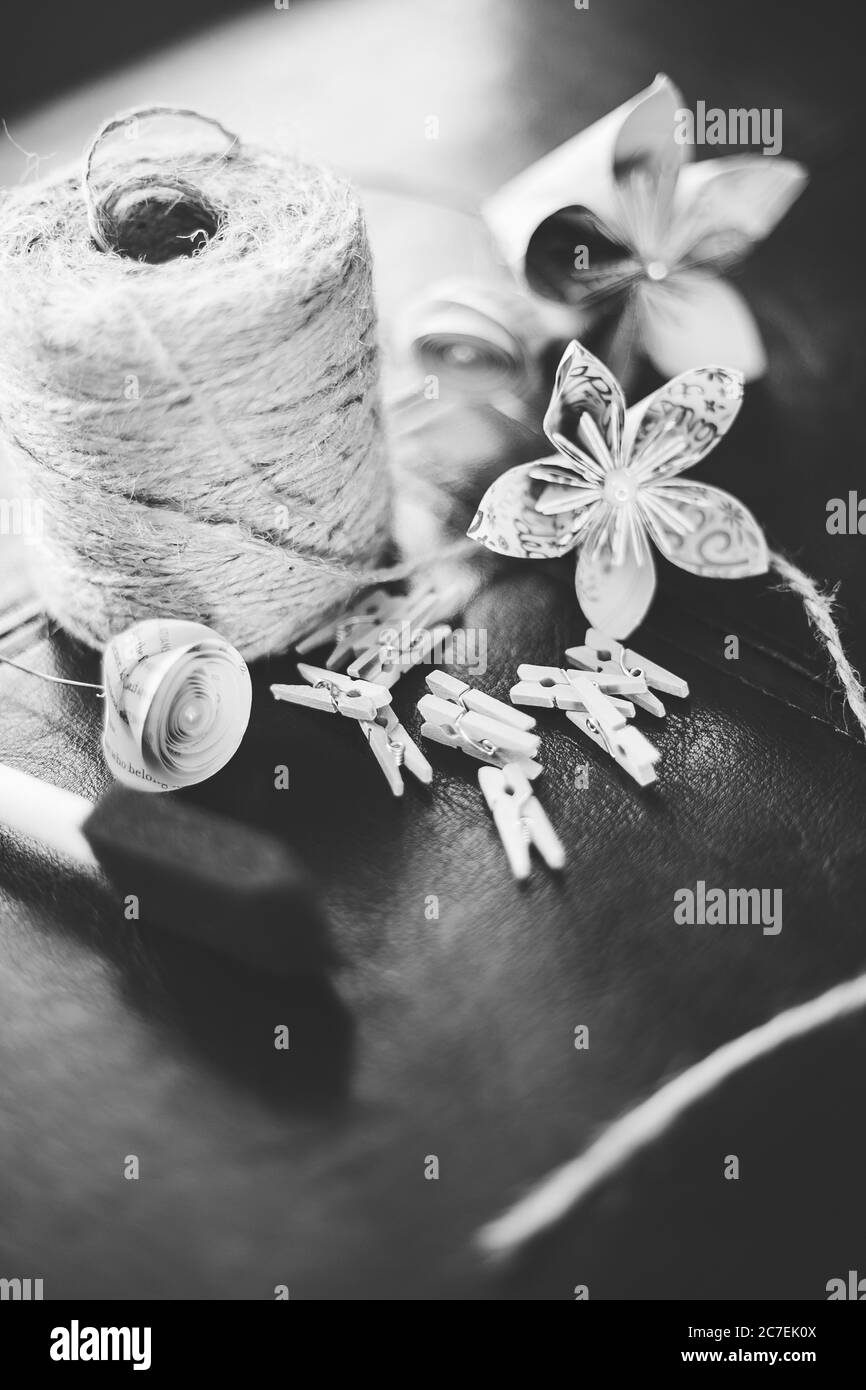 Needlework handicraft concept Black and White Stock Photos & Images - Alamy