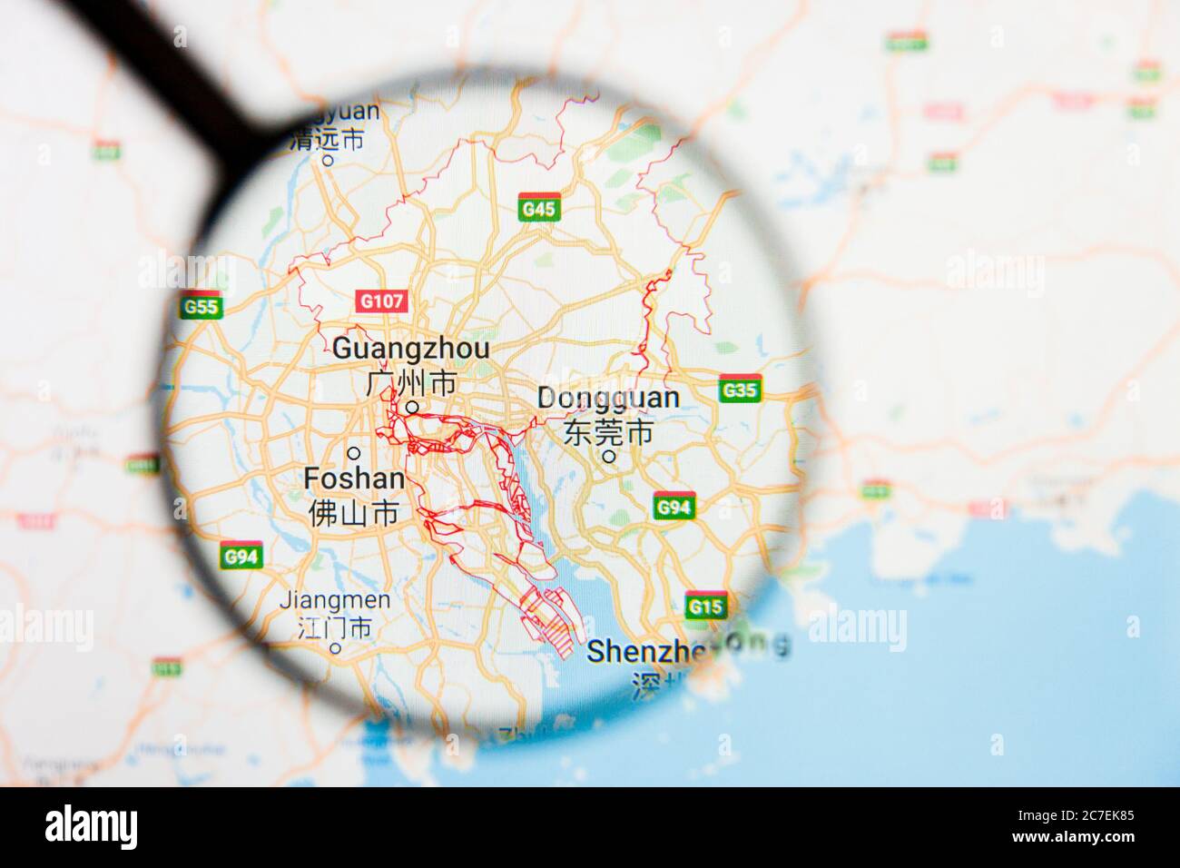 Guangzhou, China city visualization illustrative concept on display ...