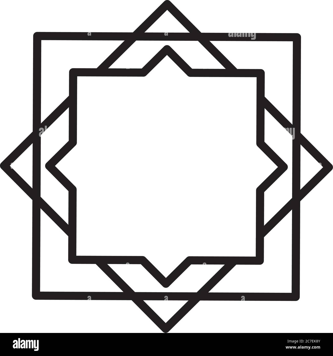 geomatric square and rhombus shape icon over white background, line ...