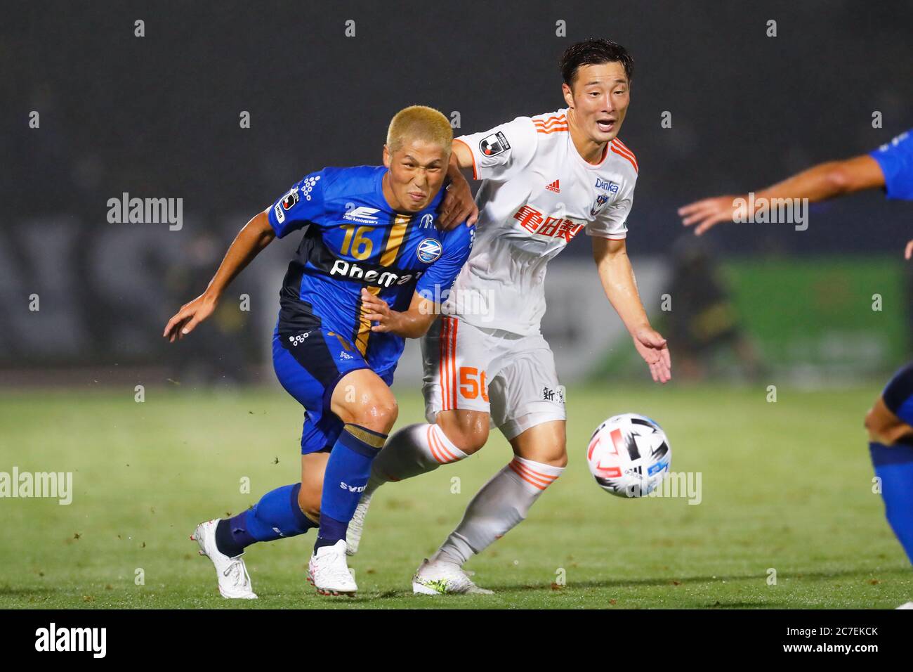 Tokyo, Japan. 15th July, 2020. (L to R) Mizuki Ando (Zelvia), Daichi Tagami (Albirex) Football ...