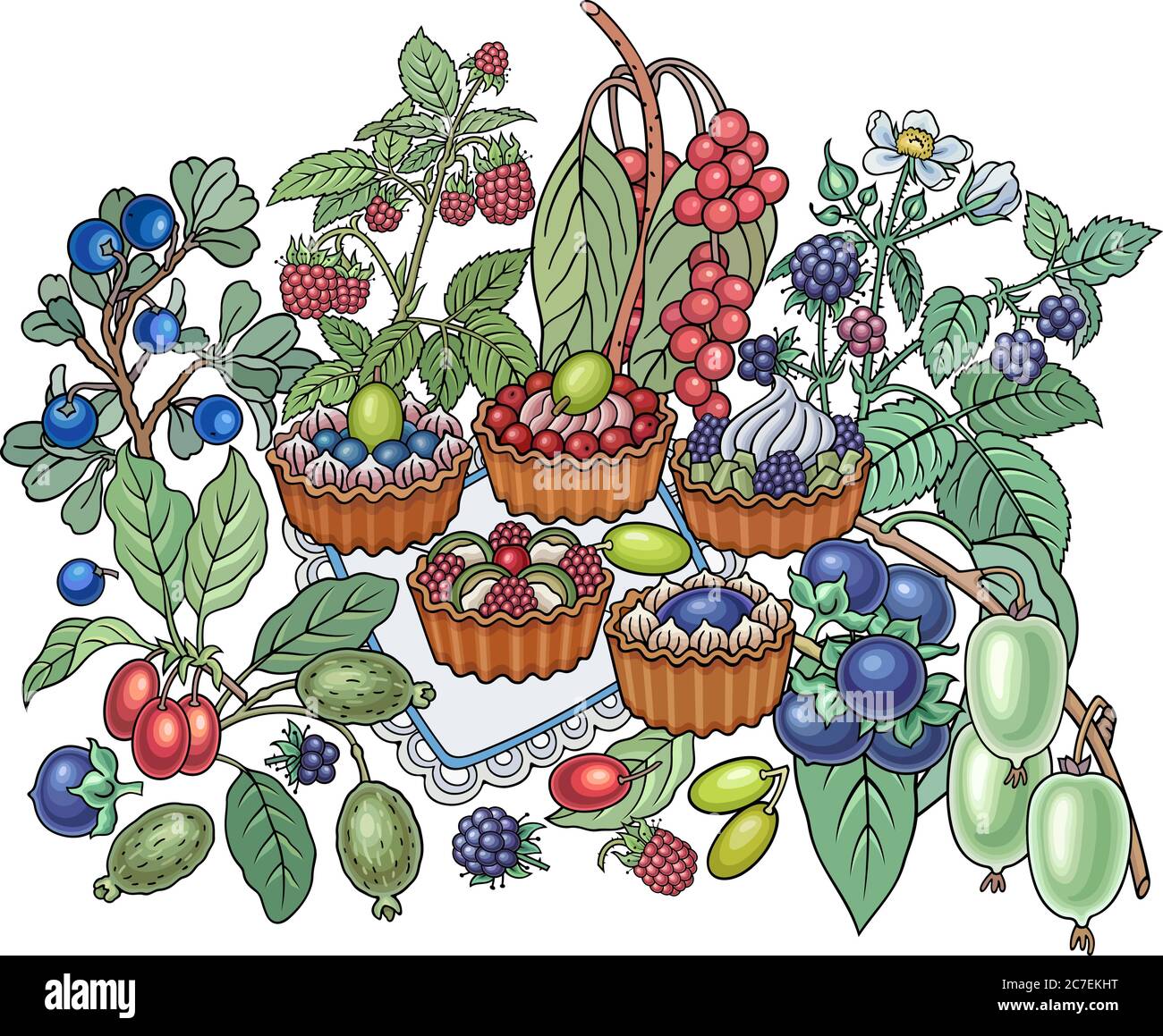 Fruits, berries, sweets hand drawn illustration Stock Vector Image ...