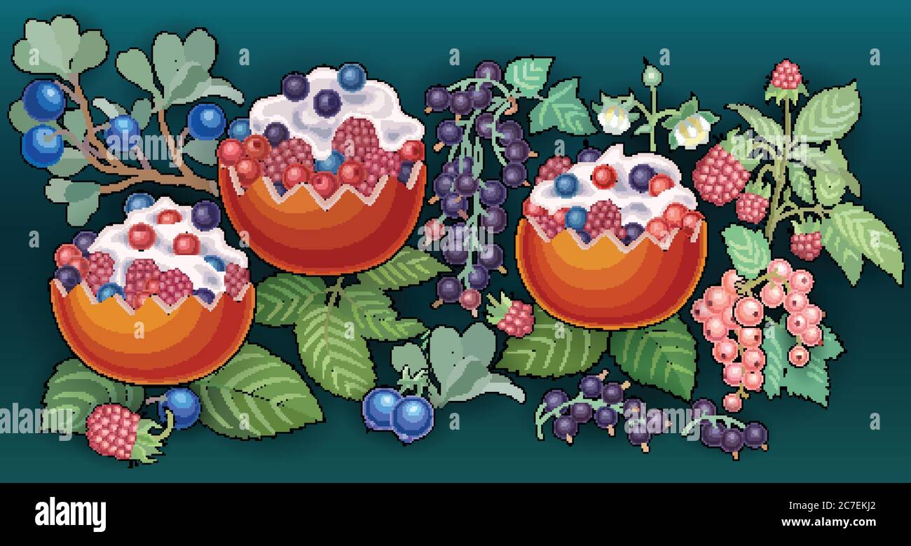 Sweets, berries, fruits hand drawn illustration Stock Vector Image ...