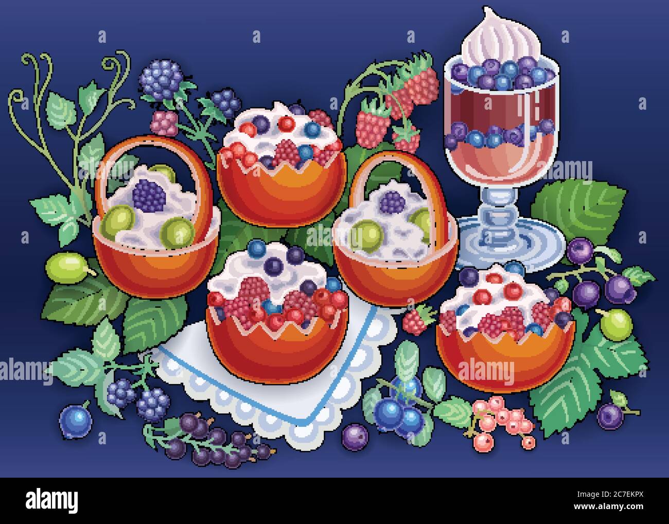 Sweets, berries, fruits hand drawn illustration Stock Vector Image ...