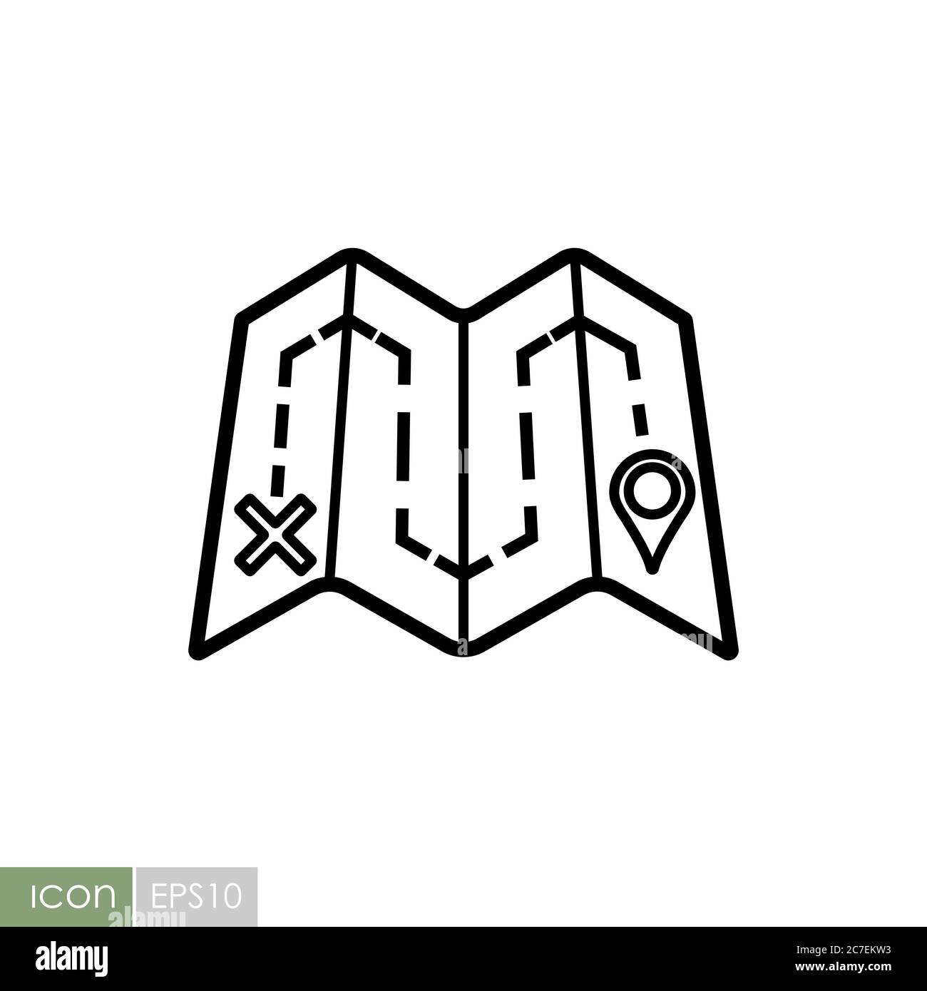 Map with route vector icon. Navigation sign. Graph symbol for travel and tourism web site and ...