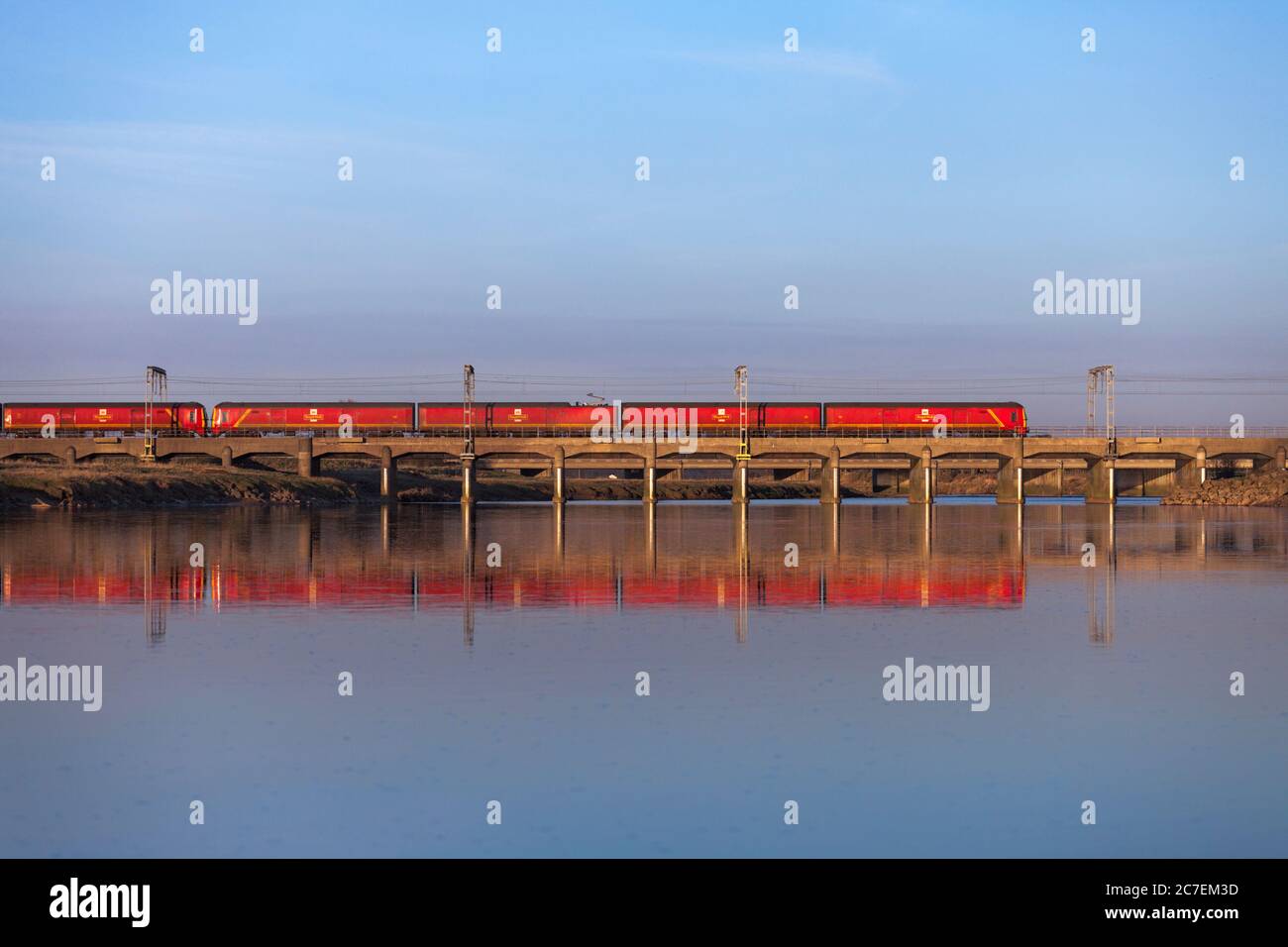 3 Royal Mail class 325 freight multiple units trains crossing the river ...