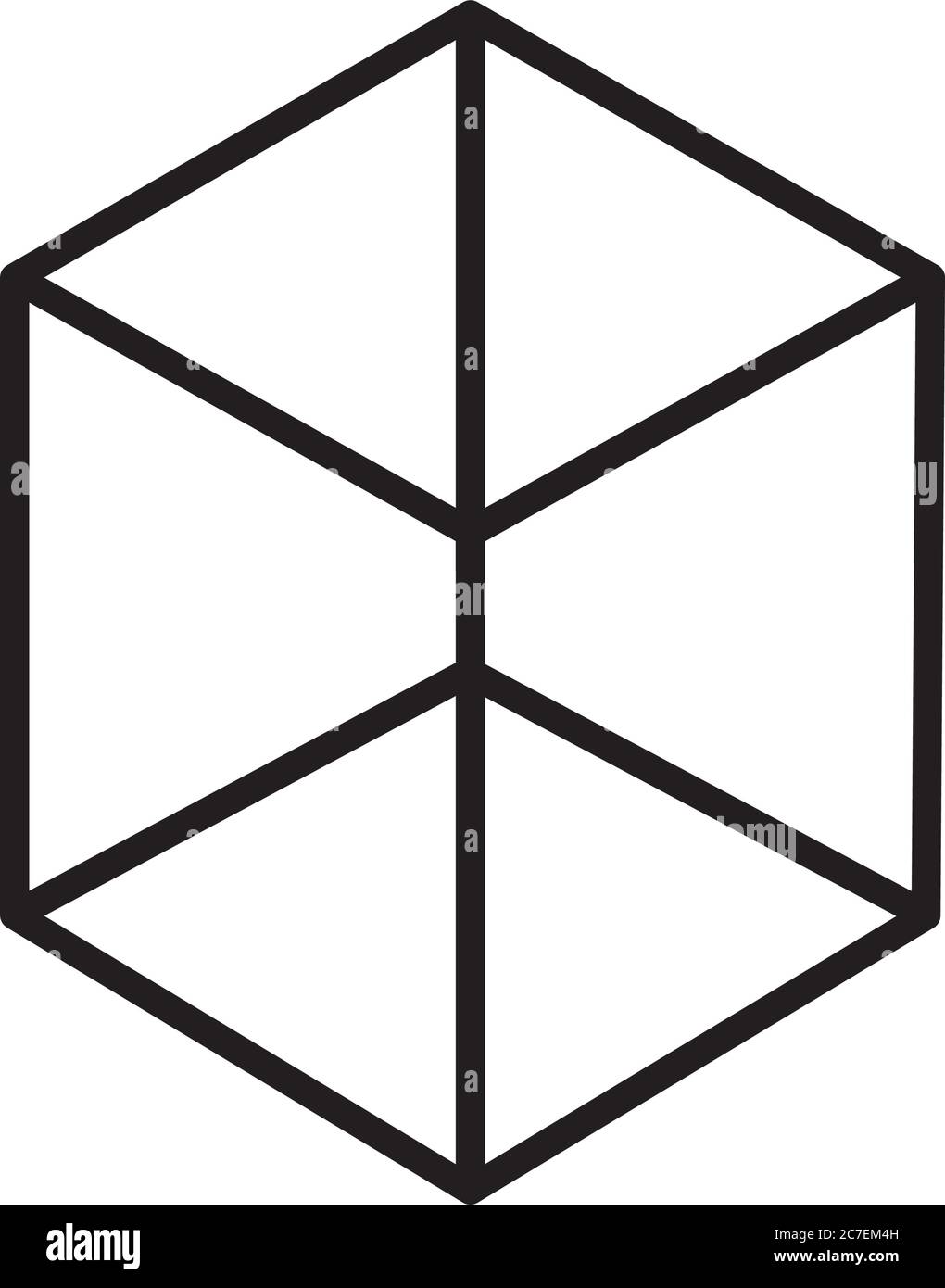 Geometric Cube Shape Icon Over White Background Line Style Vector