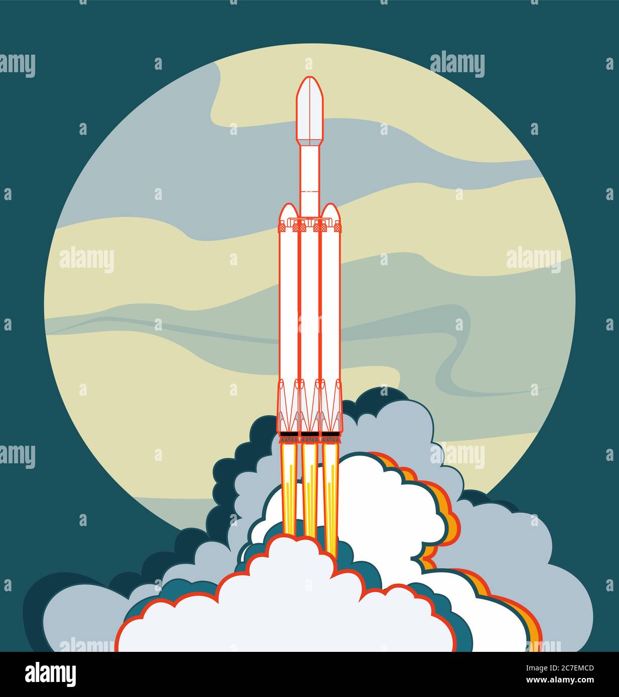 Rocket, space craft vector rocket launching. Vector poster spaceship ...