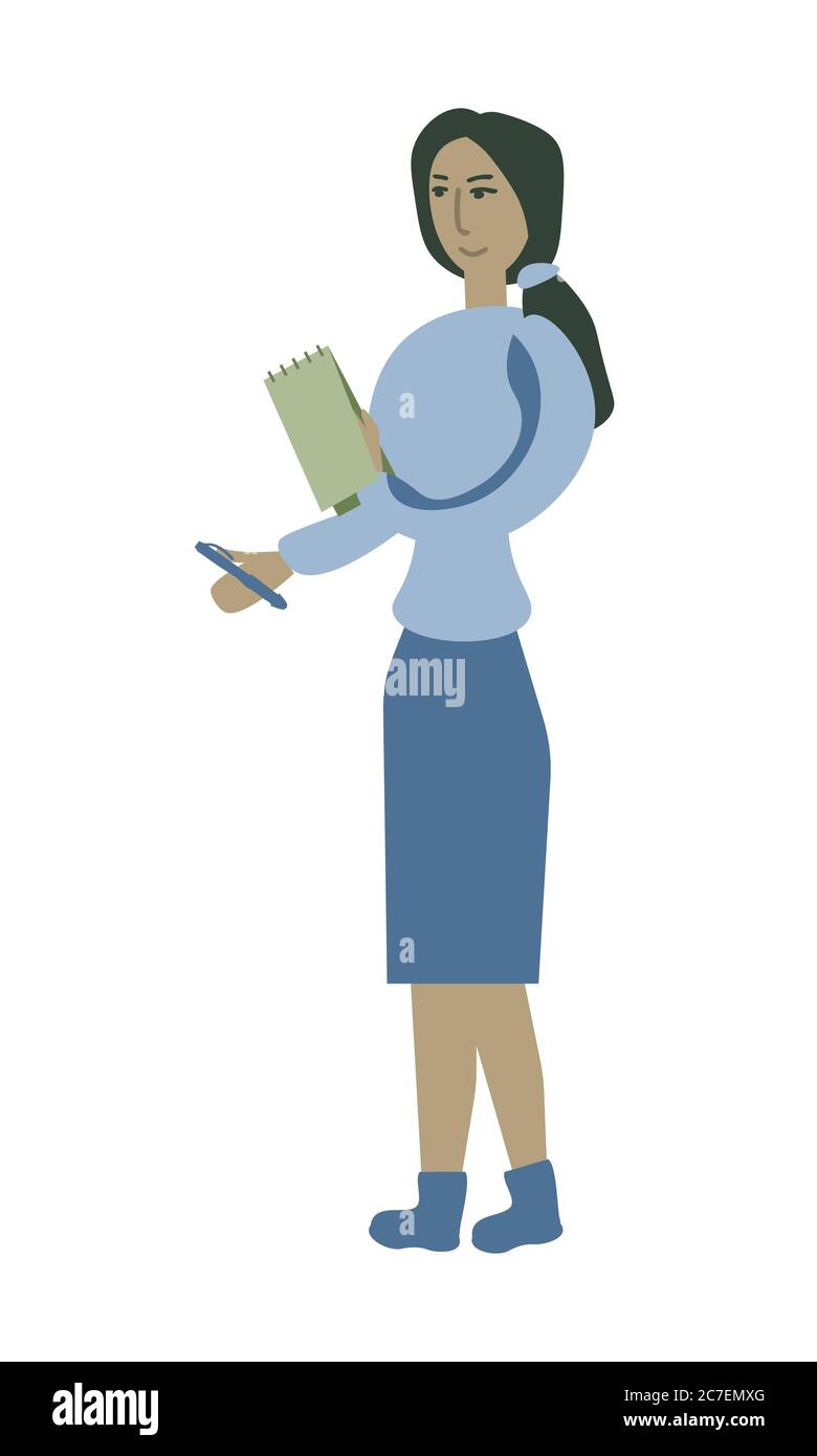 Woman making notes vector illustration Stock Vector Image & Art - Alamy