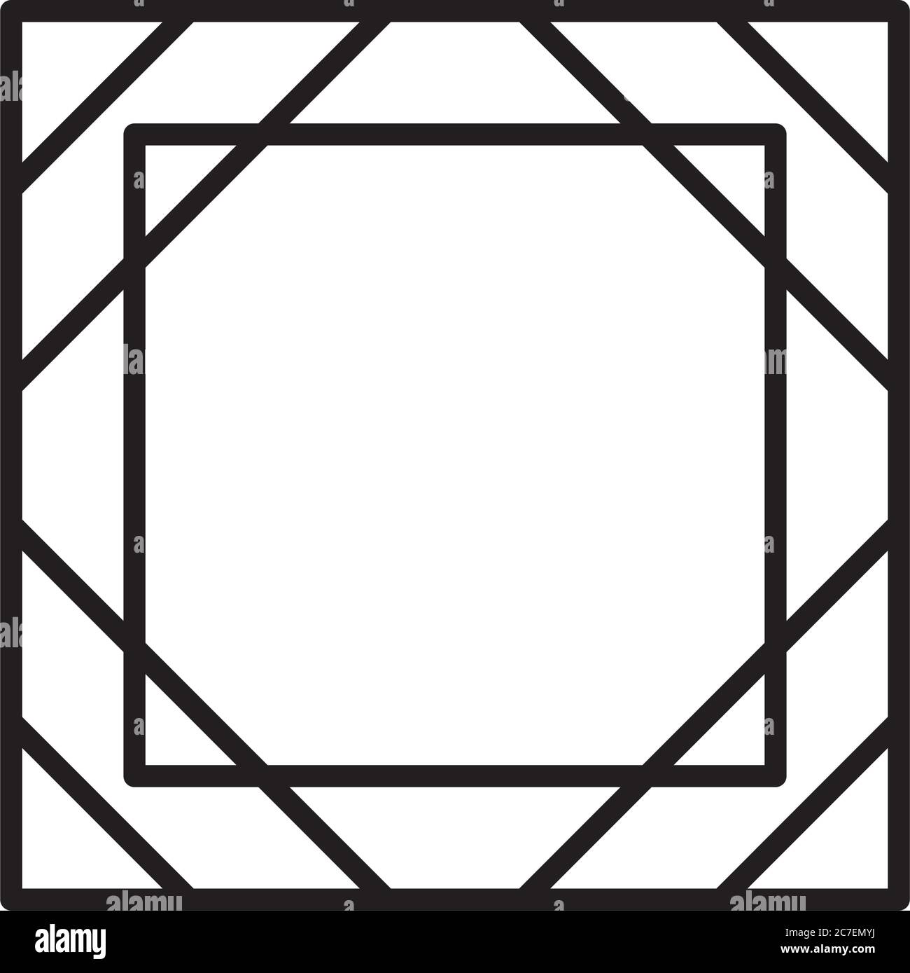 geometric square frame shape icon over white background, line style ...