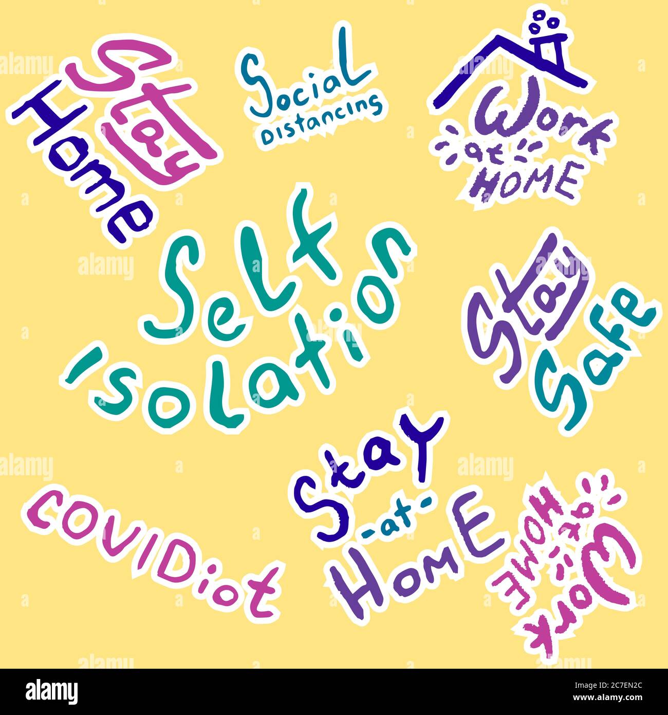 Stay at home text on yellow backdrop. Self isolation for social banner ...