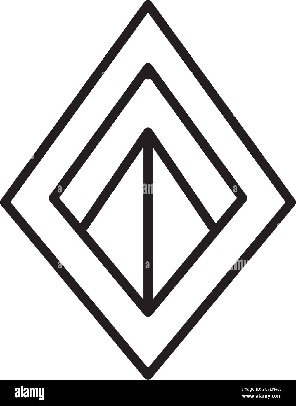 rhombus shape icon over white background, line style, vector ...