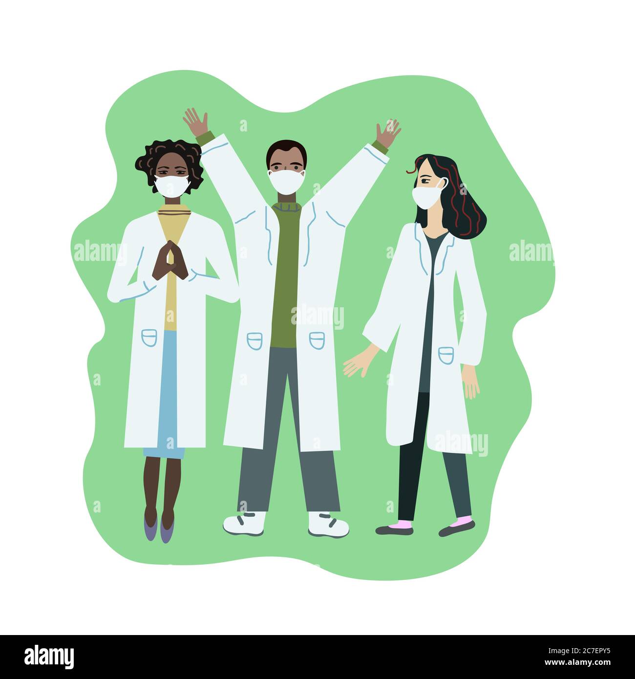 Happy medical workers vector illustration Stock Vector Image & Art - Alamy