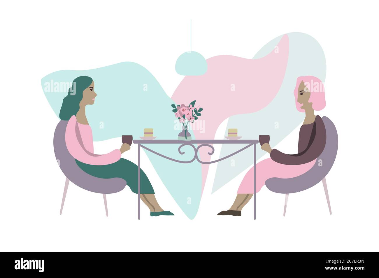 Women meeting in cafe vector illustration Stock Vector Image & Art - Alamy