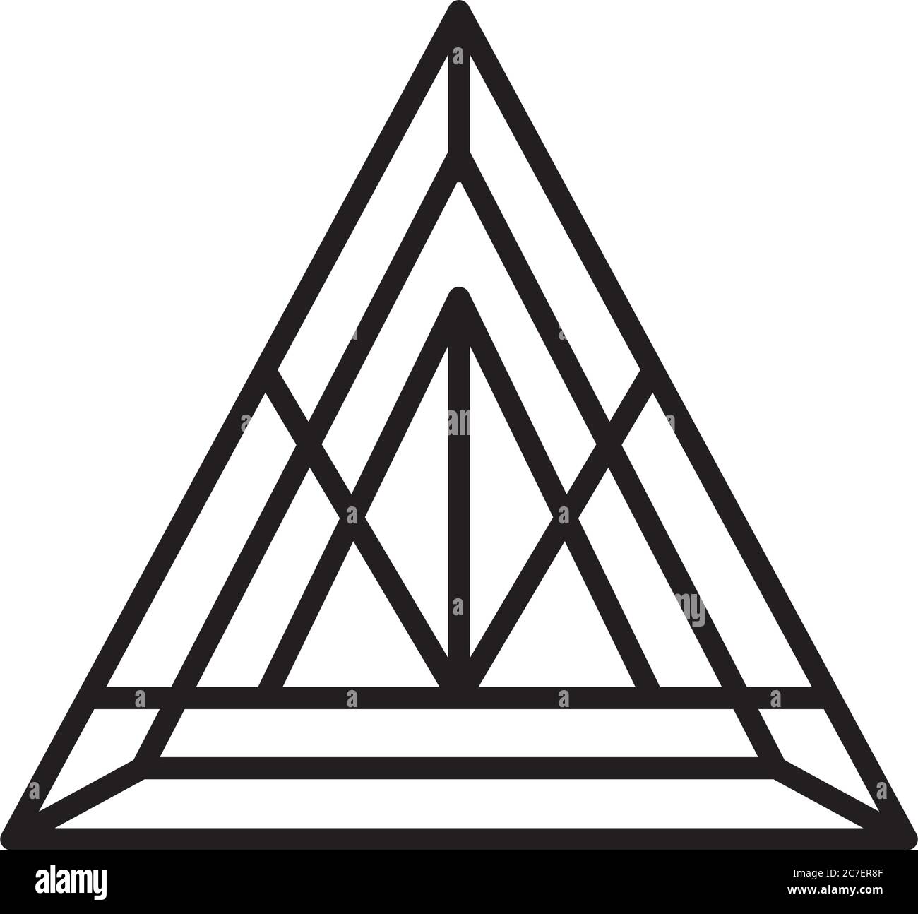 Geometric Triangular Shape Icon Over White Background Line Style