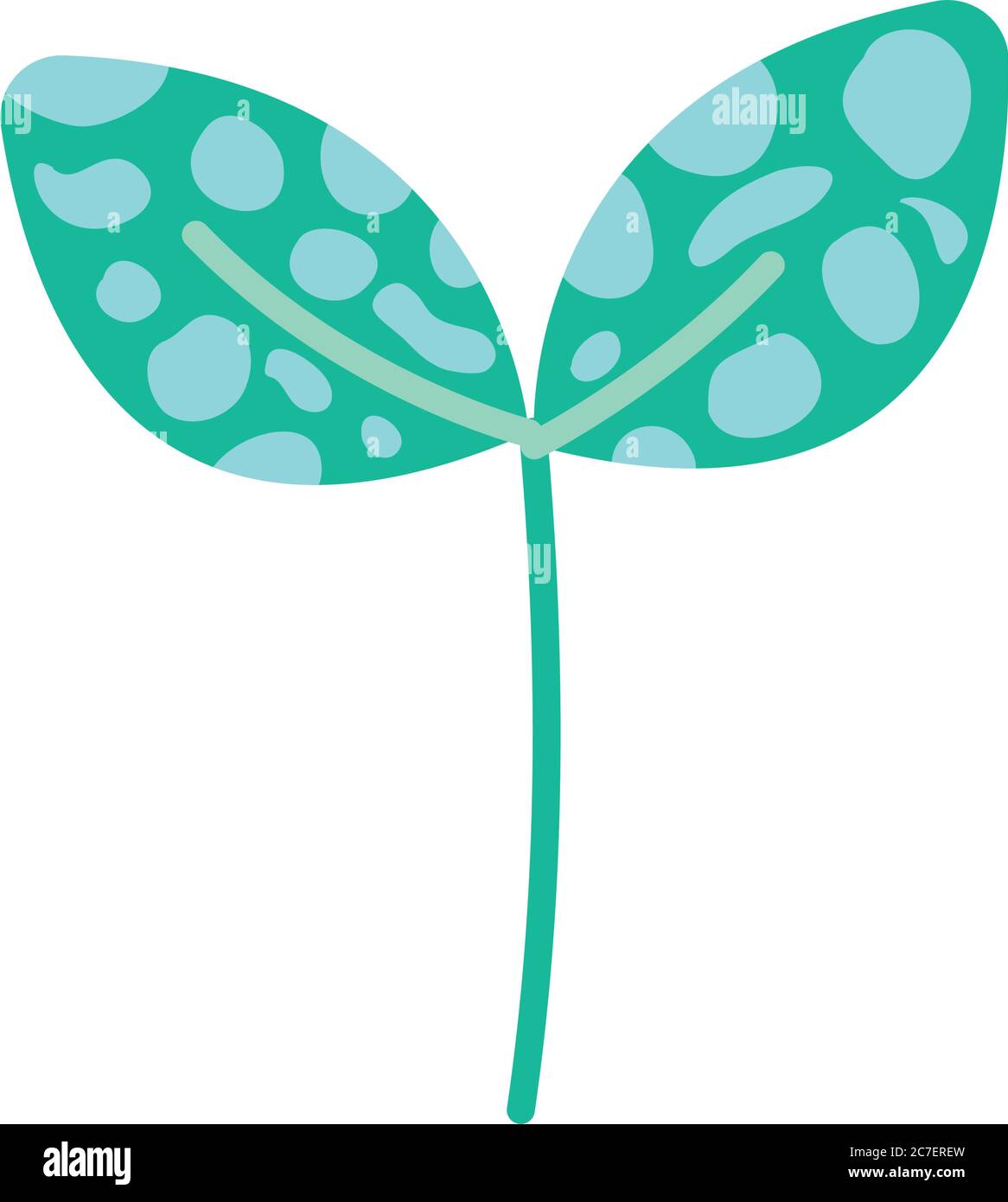 abstract leaves concept, stem with leaves with dots design over white ...