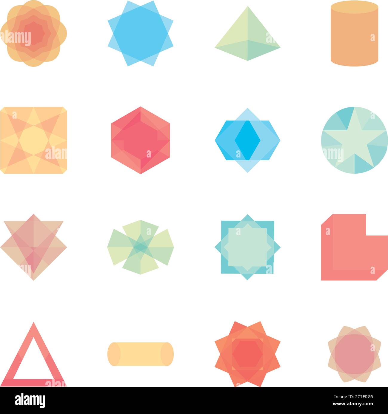 star shape and geometric shapes icon set over white background, flat ...