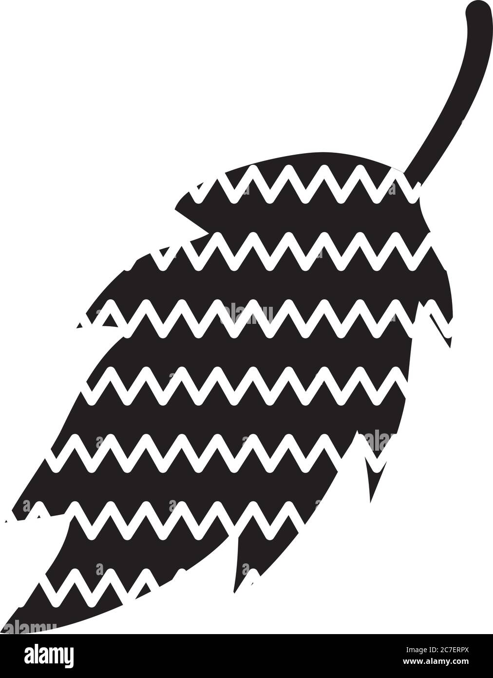 abstract tropical sago leaf icon over white background, silhouette ...