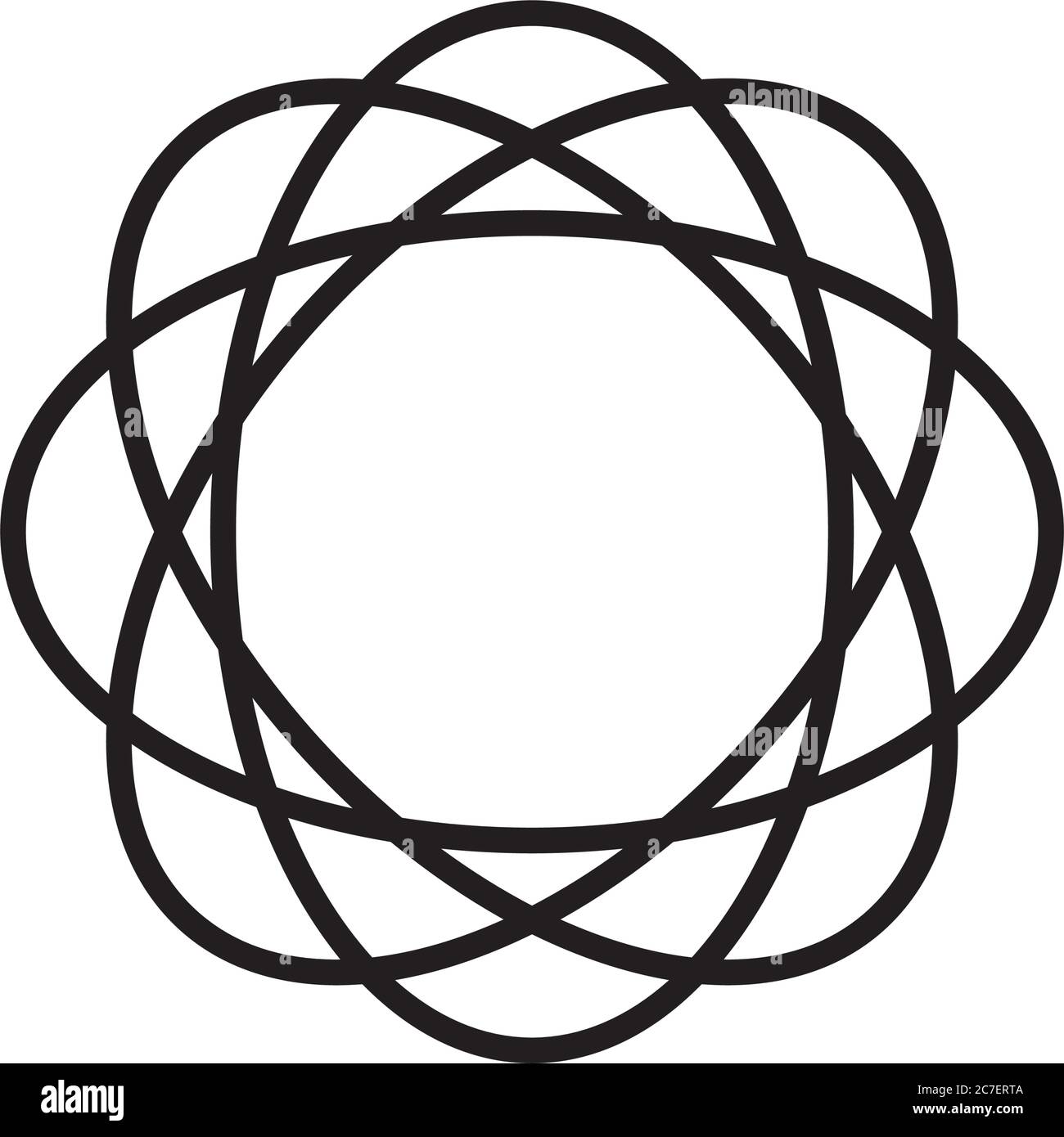 geometric circular shape icon over white background, line style, vector ...