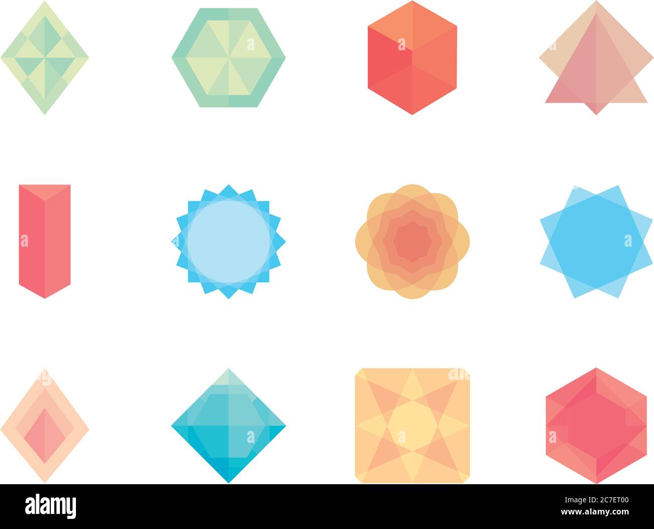 icon set of cube and geometric shapes over white background, flat style ...