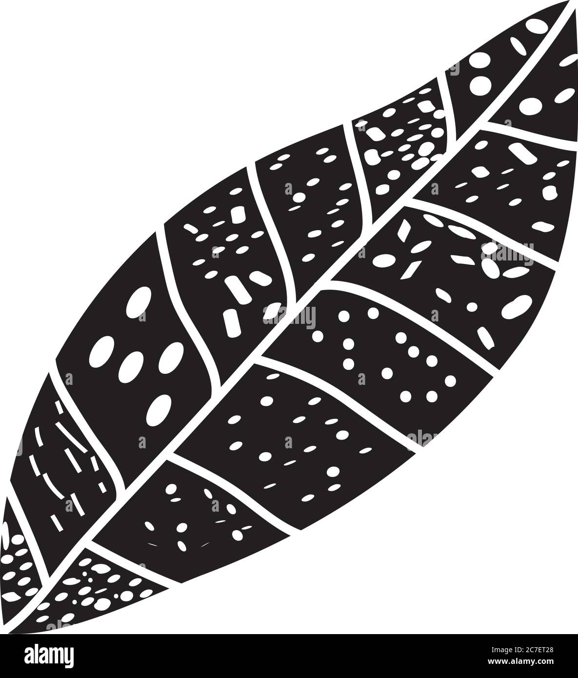 abstract tropical leaf with stripes and dots design over white ...