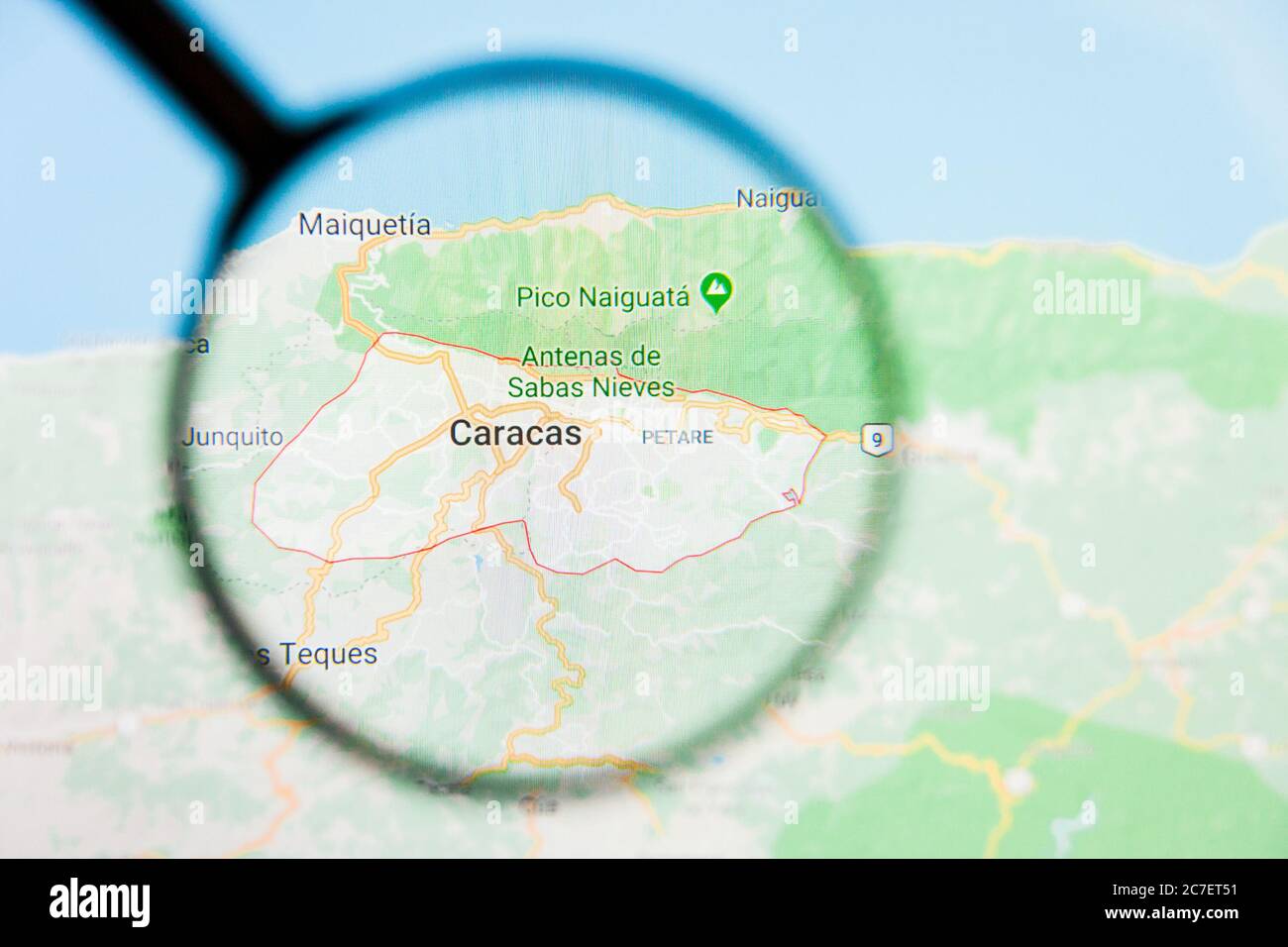 Caracas, Venezuela city visualization illustrative concept on display ...