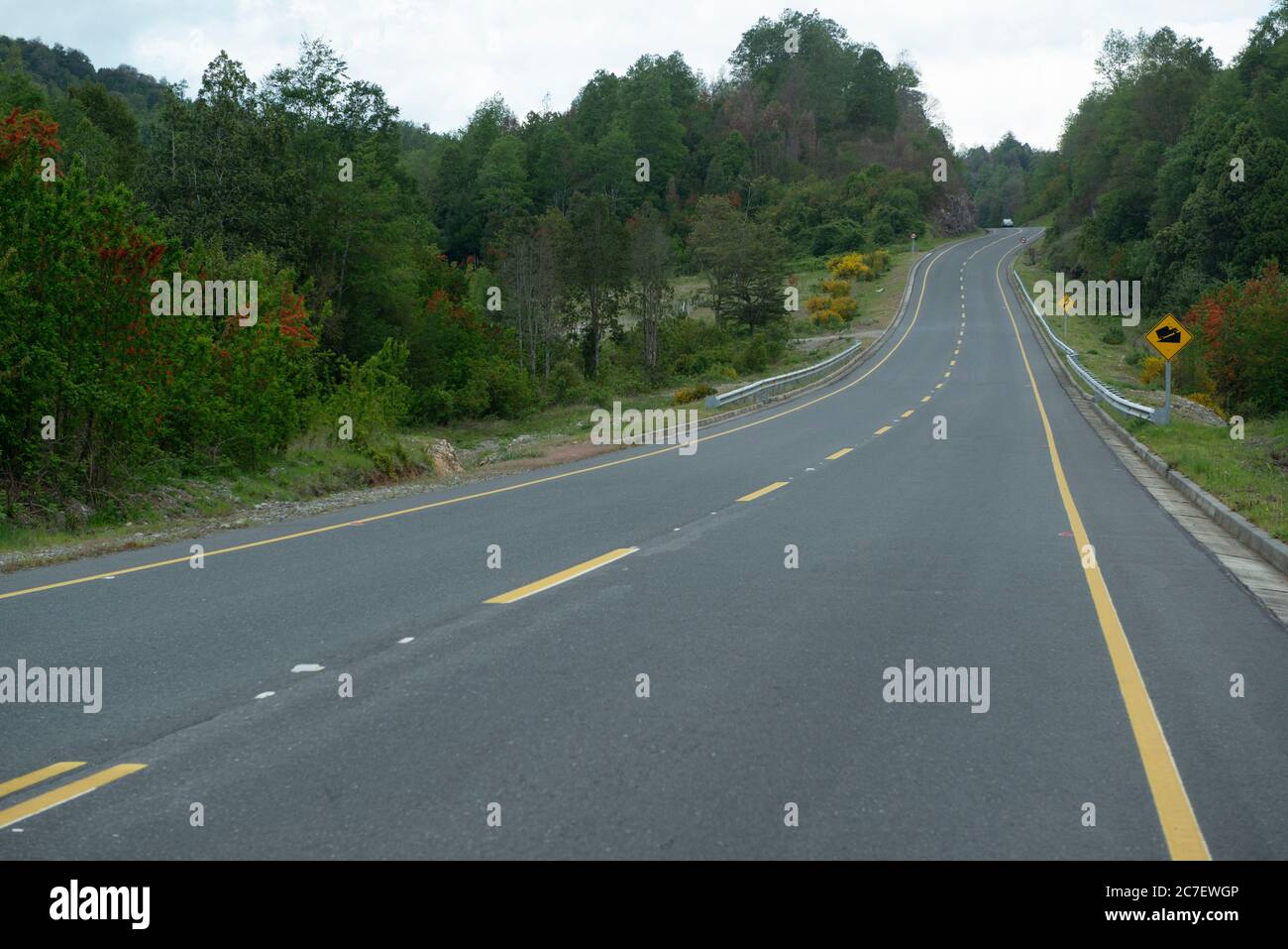 Highway 203, near the Vila peninsula, Panguipulli, Los Rios, Chile ...
