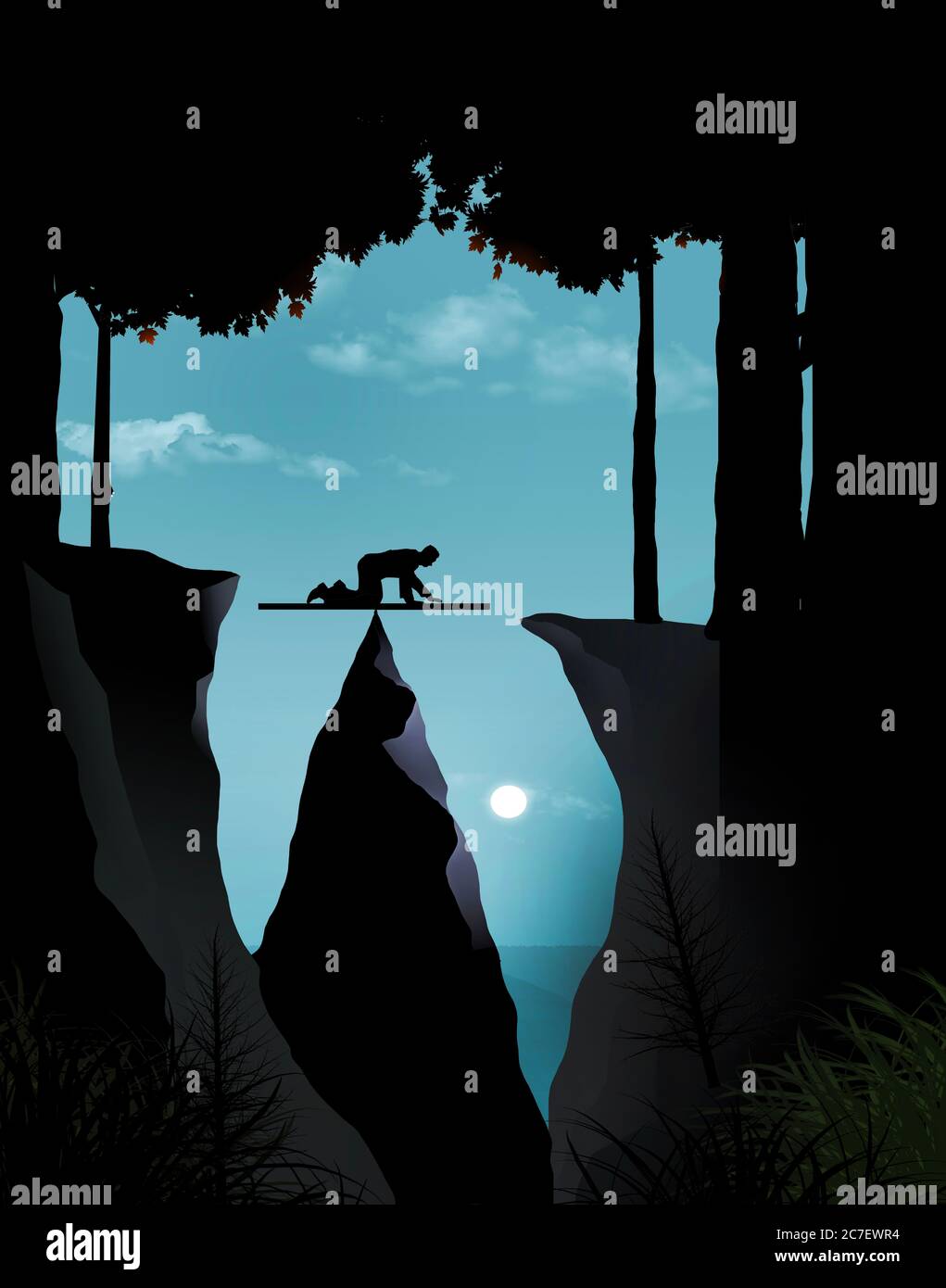 A man finds himself in an impossible situation and stops to evaluate ...