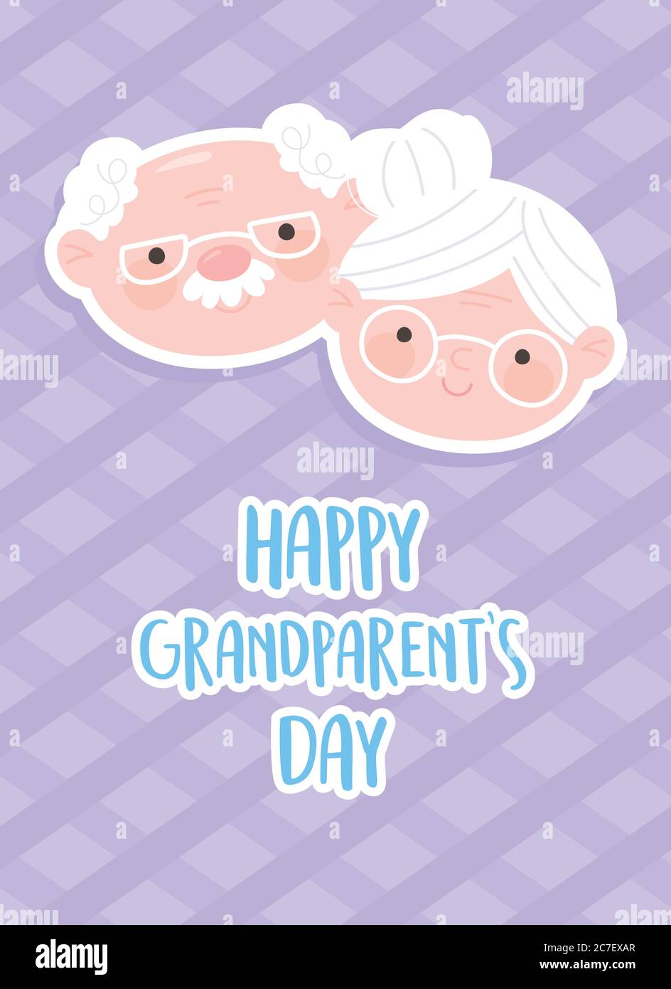 happy grandparents day, cute grandma and grandpa faces cartoon card ...
