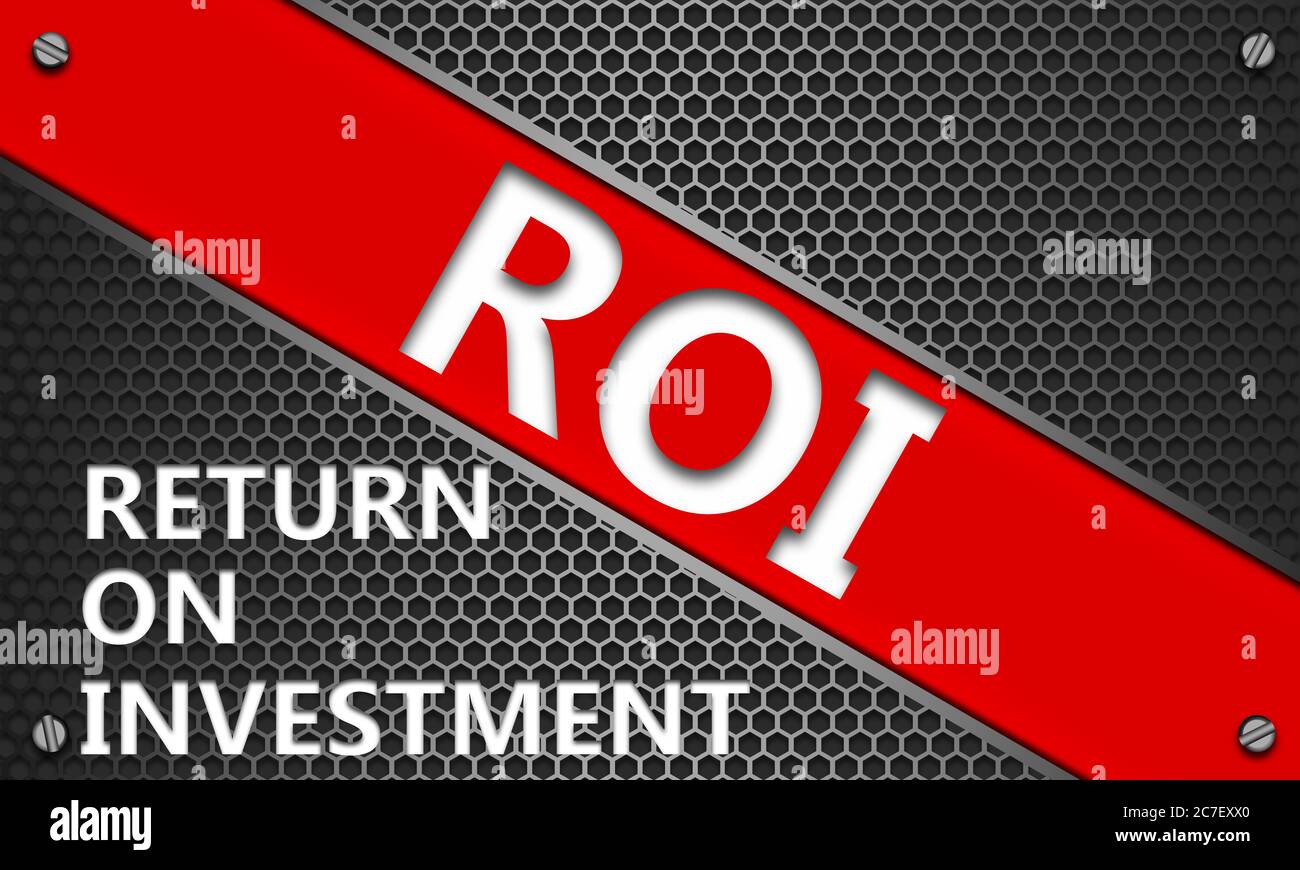 Return On Investment acronym ROI concept on mesh hexagon background, 3d ...