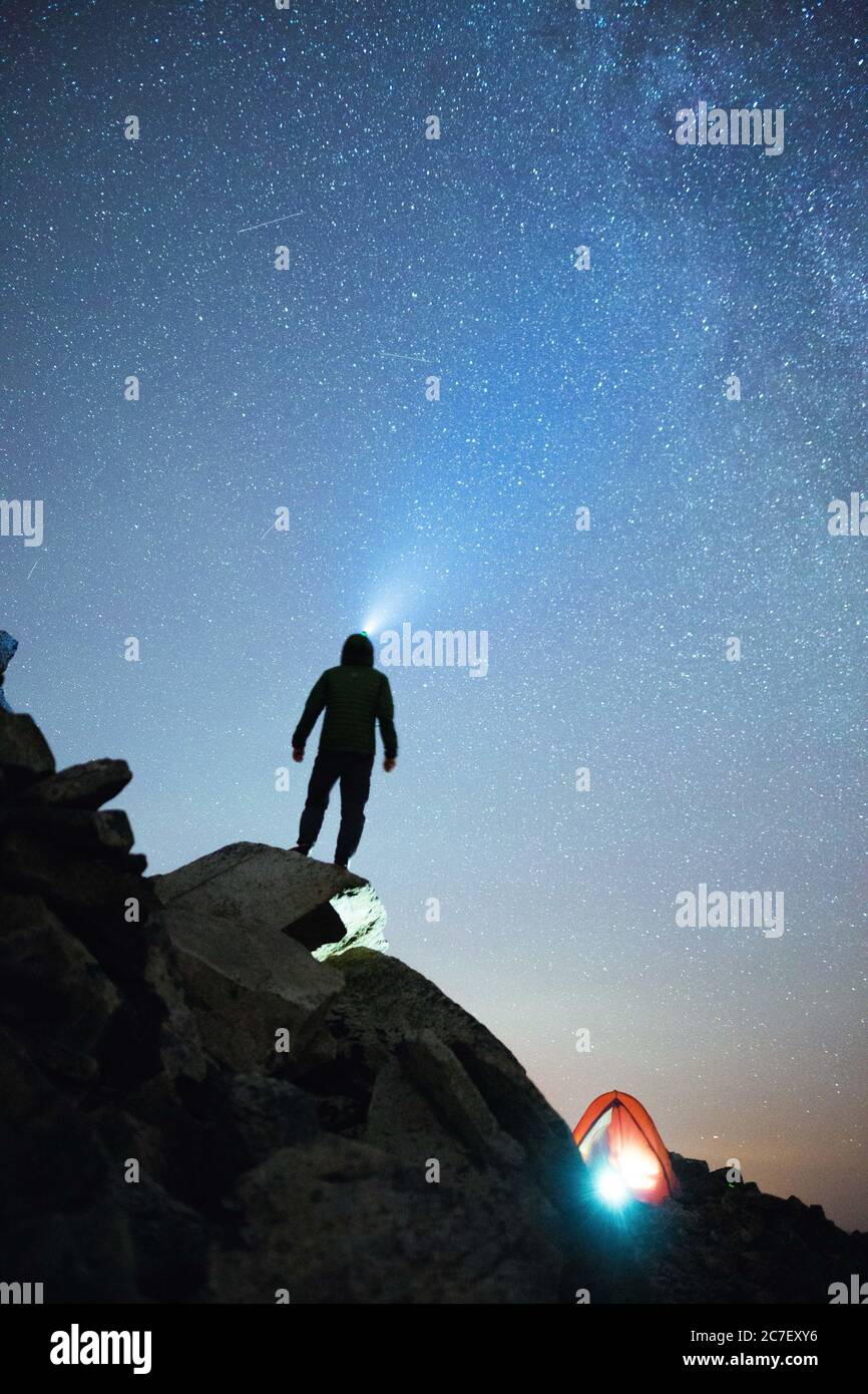 Person looking up into starry sky hi-res stock photography and images ...