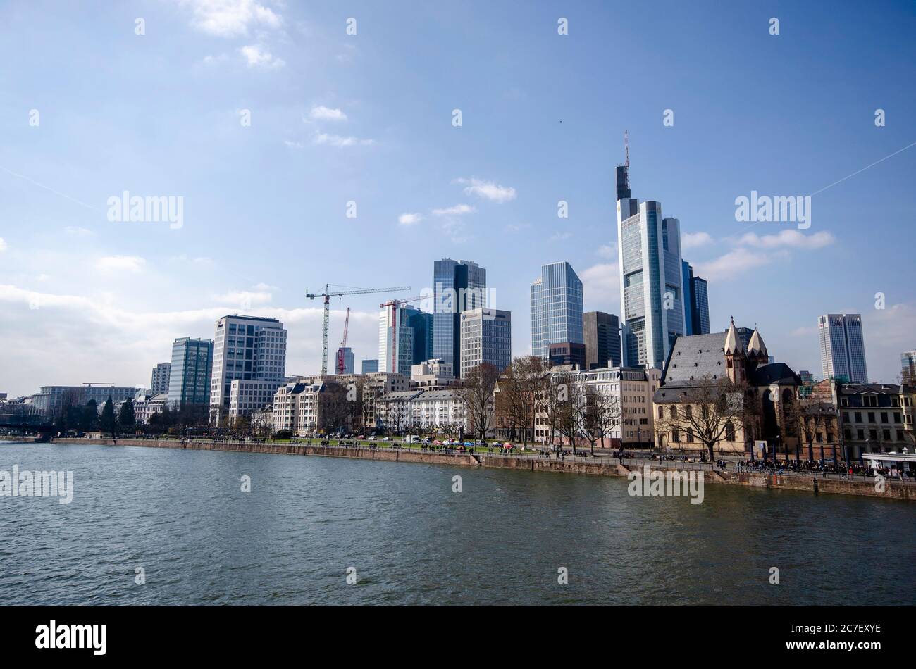 Frankfurt city center from across the Main river Stock Photo - Alamy