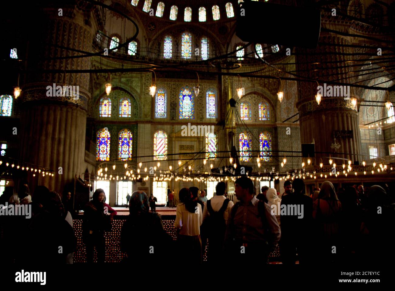 Interior of Ottoman style mosque with a huge pillars and arches Stock ...