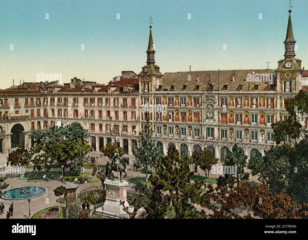 Plaza Mayor - Madrid, Spain, circa 1900 Stock Photo - Alamy