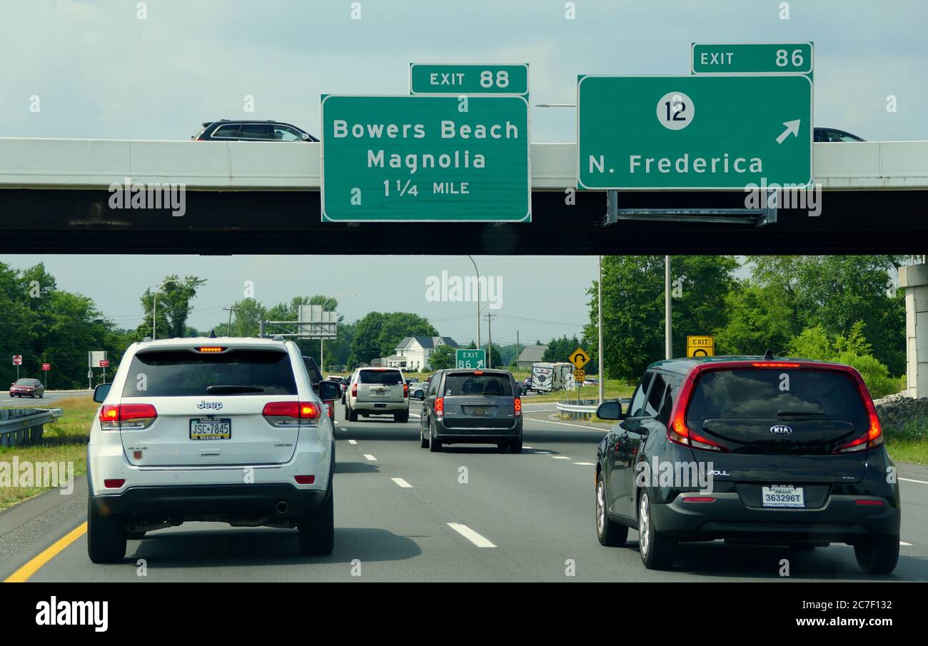 Milford, Delaware, U.S.A - July 4, 2020 - The view of the heavy traffic ...