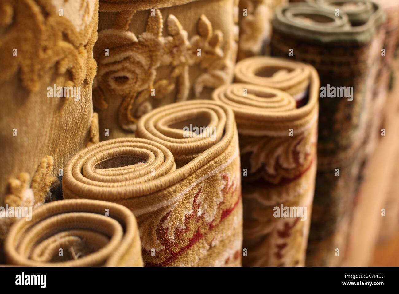 Horizontal shot of folded carpets with beautiful textures Stock Photo ...