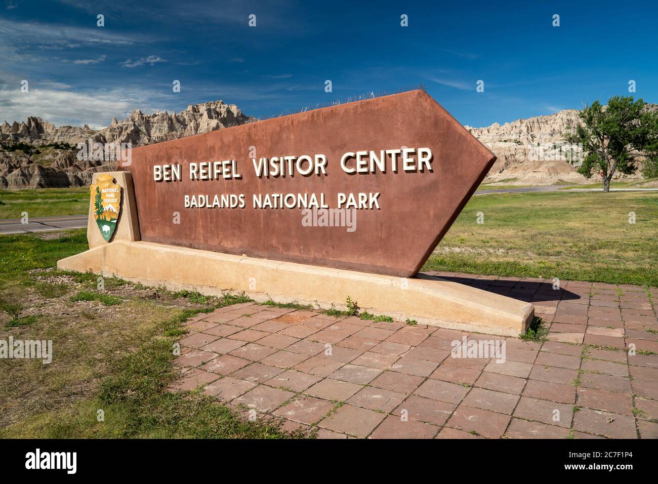 Scenic, South Dakota - June 21, 2020: Sign for the Ben Reifel Visitor ...